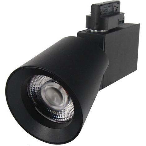 Spot LED sur rail 32W 38° Monophasé NOIR - Blanc Chaud 2300K - 3500K ...
