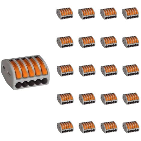 Borne de raccordement à levier 5 entrées avec serre câble (Pack