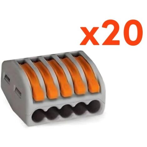 Borne de raccordement à levier 5 entrées avec serre câble (Pack