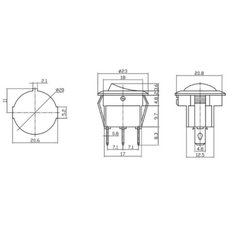 Interrupteur Rond Encastrable 6,5A NOIR - SILAMP