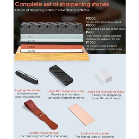 Kit de Pierre à Aiiser, grain double face 400/1000 et 3000/8000 pierre a aiiser professionnel ...