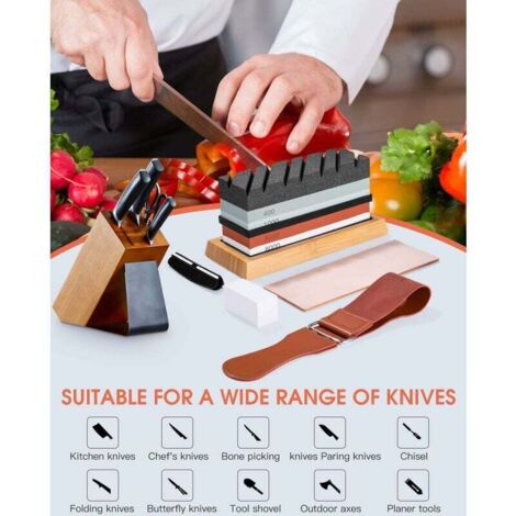 Kit de Pierre à Aiiser, grain double face 400/1000 et 3000/8000 pierre a aiiser professionnel ...