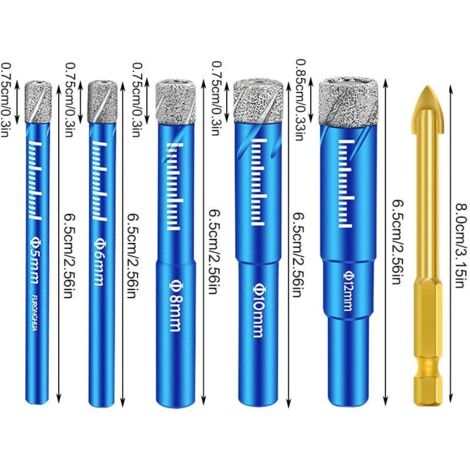 Foret Carrelage, 5 Pièces Foret Diamant Carrelage avec Tige Hexagonale ...