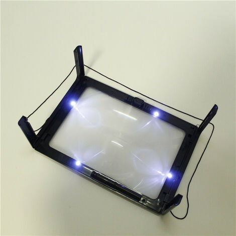 Loupe de lecture loupe de lecture, 12led rectangulaire éclairé loupe avec support de lampe loupe ...