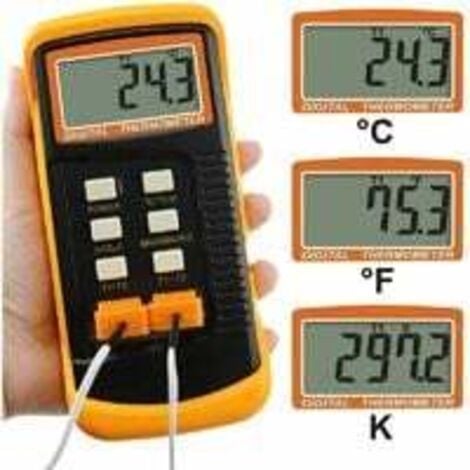 Thermomètre De Type K Avec Capteur De Thermocouple 1300 ° C (° C, ° F Et K Avec 4 Thermocouples ...
