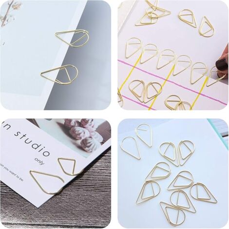 Lot de 100 trombones en forme de goutte d'eau, en métal, pour livres ...