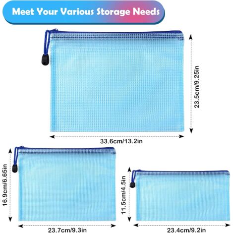 Pochette Plastique A5, 15PCS Pochette Zippée, PVC Mesh Zipper Pouch ...