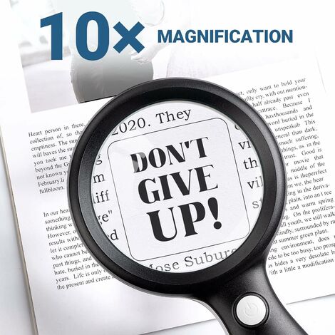 Loupe de Lecture Eclairante,Loupe de Lecture éclairée 10x,Loupe Eclairante avec 18 Lumière LED ...