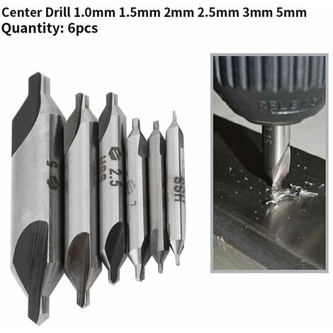 Jeu de 6 forets à centrer Asixx HSS Forets à centrer en acier rapide à ...