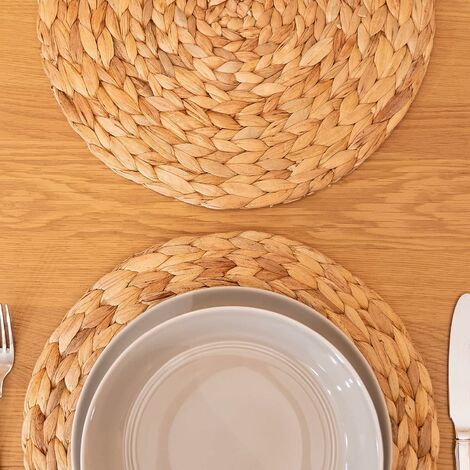 Lot de 6 sets de table tissés ronds, sets de table en jacinthe d'eau ...