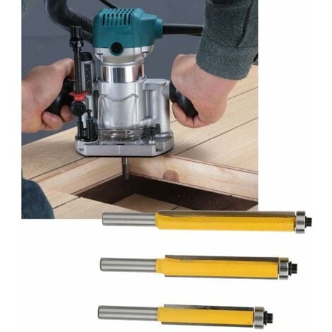 3Pcs 8mm Tige Fraise à affleurer à roulement, Fraise à Copier Avec Roulement Supérieur, Extra ...