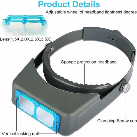 Loupe serre-tête, loupe professionn à double objectif pour bijoux, loupe binoculaire en verre ...