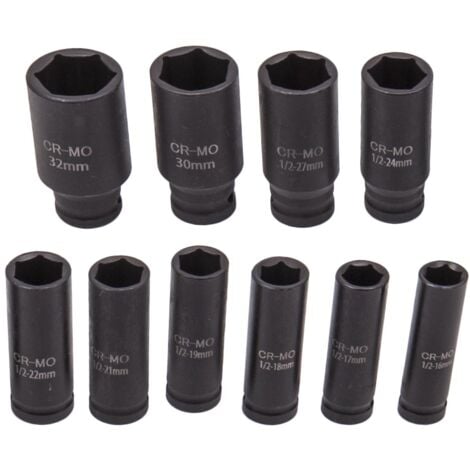 Jeu de 35 douilles à choc 1/2" de 8 à 32 mm Coffret Douille Longue à Chocs