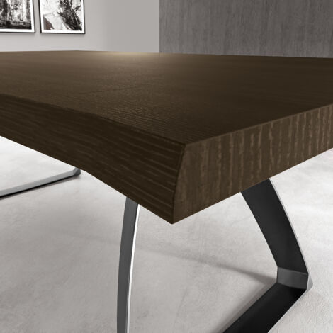 Bridge Table Extensible (200/300 x 100 cm) en Chêne Traité Thermiquement Noir