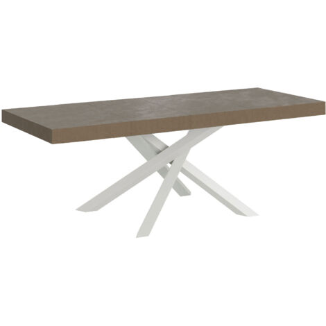 Table extensible Volantis Premium gris tourterelle 180/284x90 cm avec pieds blancs
