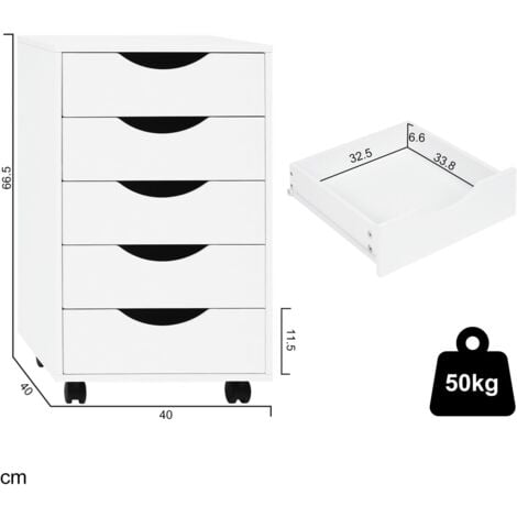 WOLTU Mueble con Ruedas 40x40x66,5cm Blanco