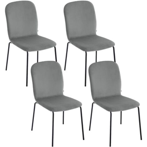 WOLTU Set 4 Sedie Moderne sala Pranzo Salotto Cucina Seduta in Velluto e Metallo, Grigio Scuro