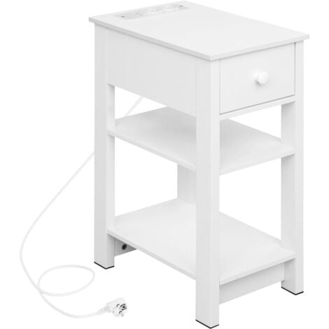 WOLTU Set di 1 Comodini con Prese Integrate e Porte Usb, Mobiletto ...