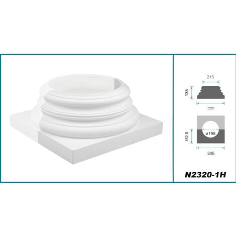 Colonne e mezze colonne rotonde scanalate stucco selezione 203mm N3220 ...