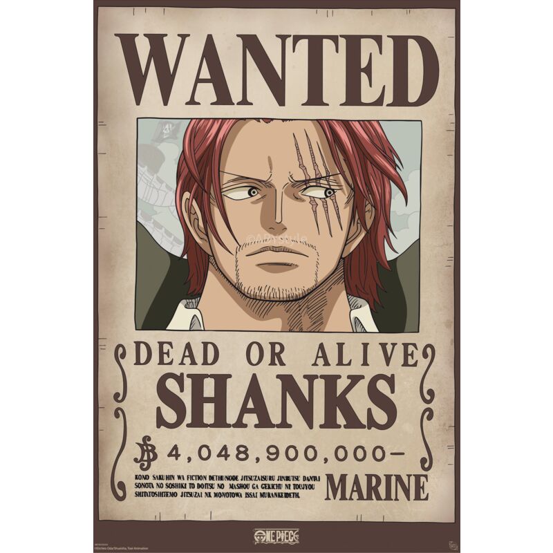 Poster One Piece Wanted Shanks Wano 38x52cm.