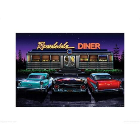 Affiche Art Roadside Diner Helen Flint 80x60cm.