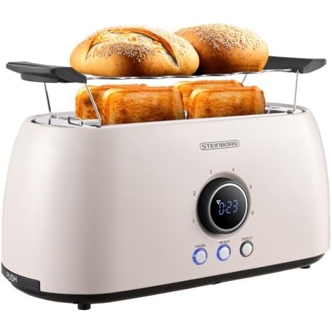 Steinborg XXL 4 Scheiben Toaster Beige Digitales Display Toster Großer ...