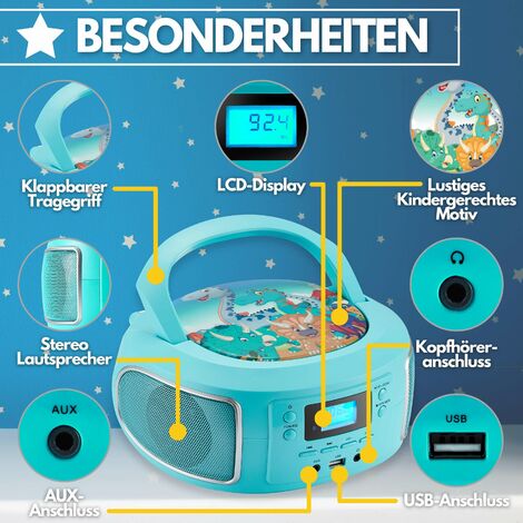 Cyberlux tragbarer CD-Player Kinder CD-Player AUX-IN USB-Anschluss CD ...