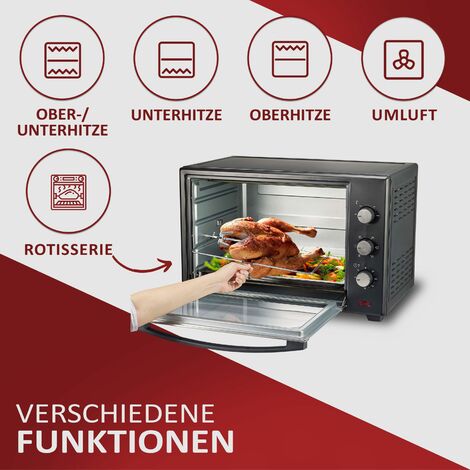 Steinborg Minibackofen 60 Liter Umluft Ofen Pizzaofen Mini Backofen ...