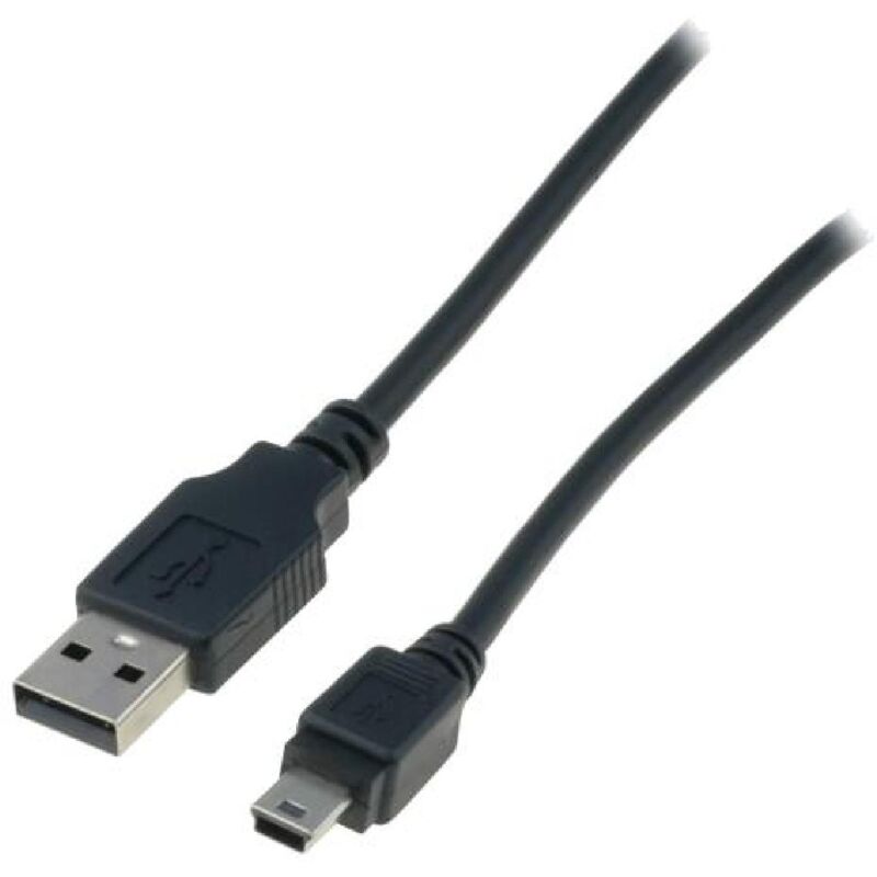 Cable- USB 2.0- USB A prise.USB B mini prise- nickele- 1m- noir