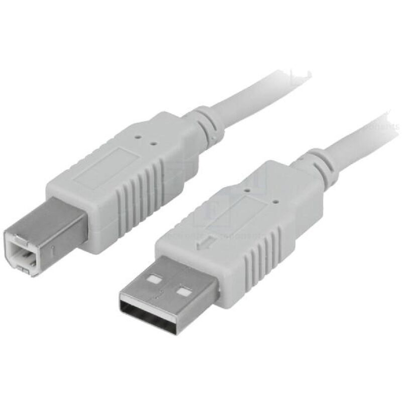 Cable USB 2.0 USB A prise male USB B prise male 5m - Gris clair