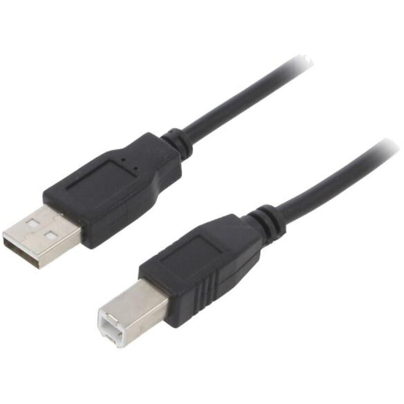 Cable- USB 2.0- USB A prise.USB B prise- nickele- 3m- noir