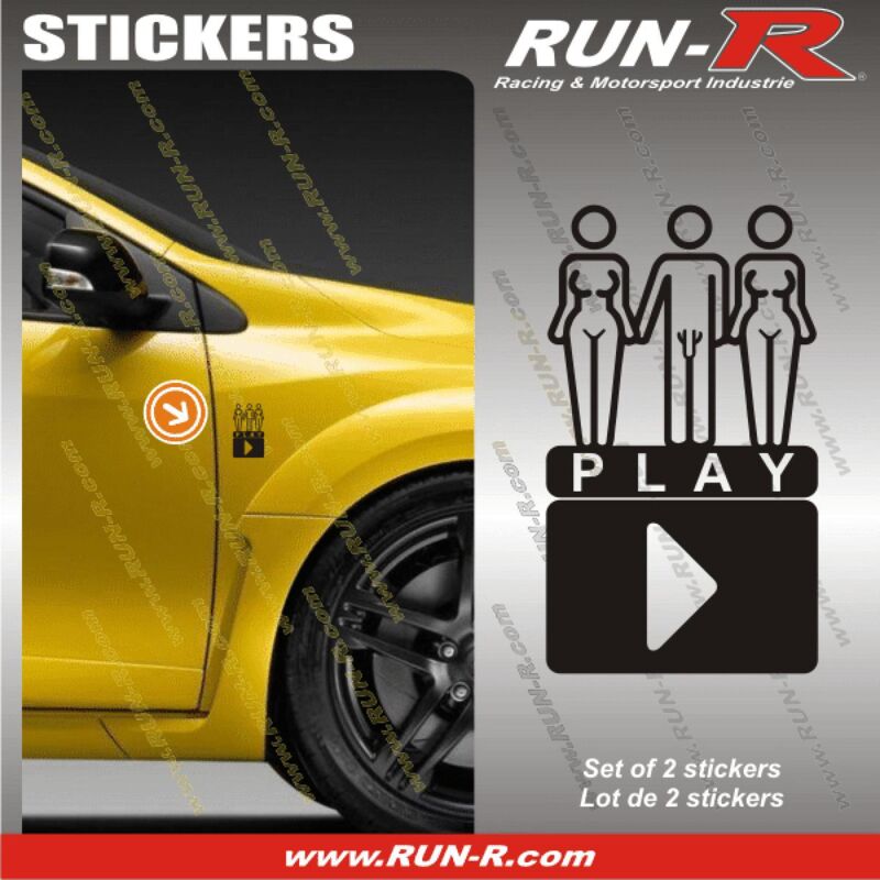2 stickers SEXY PLAY 8 cm - NOIR - Run-R
