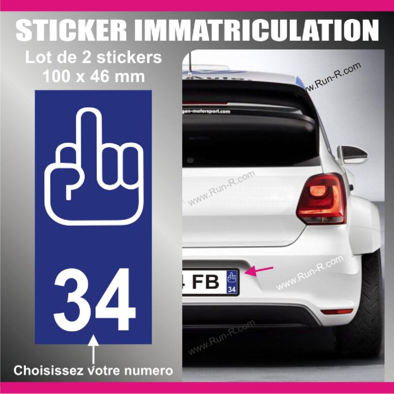 Autocollant sticker x2 compatible avec plaque immatriculation - Modele ...