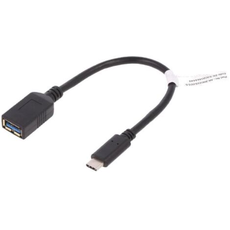 Cable- USB 3.0- USB A socle.USB C prise- nickele- 150mm- noir