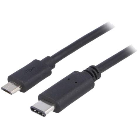 Cable- USB 2.0- USB B micro prise.USB C prise- nickele- 1m- noir