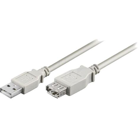 Cable USB 2.0 USB A femelle USB A prise male 500cm - Gris