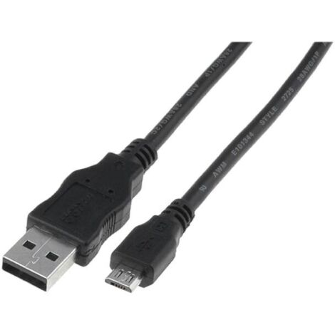 Cable- USB 2.0- USB A prise.USB B micro prise- nickele- 3m- noir