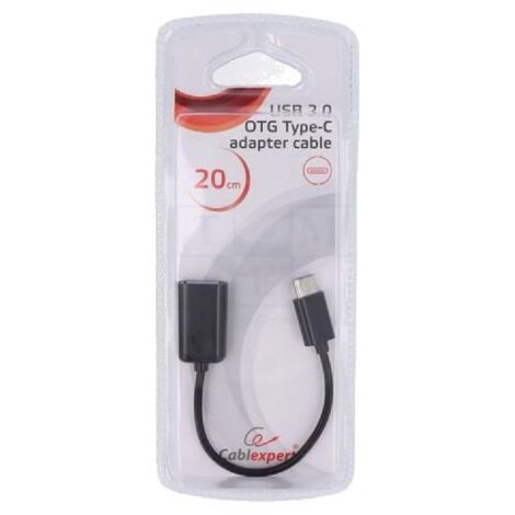 Cable- OTG.USB 2.0- USB A socle.USB C prise- 0.2m- noir- blister