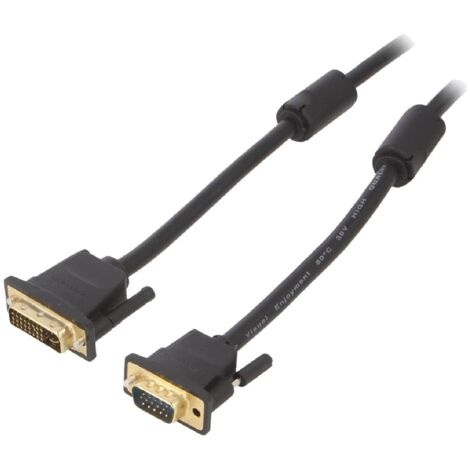 Cable D-Sub HD male DVI-I male 1m noir