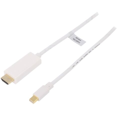 Cable mini DisplayPort 1.2 prise male HDMI prise male 3D 4K 1m - Blanc