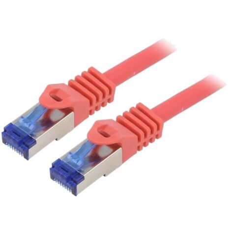 Cable reseau RJ45 male S-FTP Cat 6a rouge- 1m
