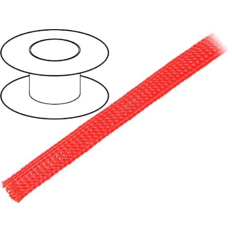 50m gaine polyester tresse 1117 12mm rouge