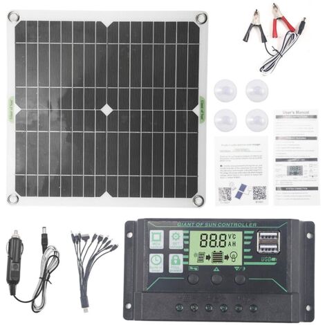 DEWIN Kit de Panneau Solaire 30W Contrôleur de Chargeur de Batterie 12V 100A pour Voiture RV ...