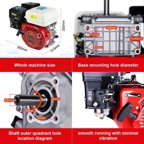 DEWIN 168F Benzinmotor, Luftgekühlter 4 Takt Benzinmotor, Kartmotor 4.8 kW 6.5 HP 196 ccm, OHV ...