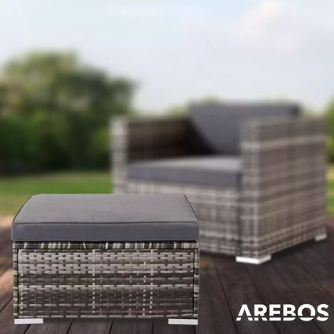 AREBOS Polyrattan Hocker Sitz Ablage In & Outdoor geeignet inklusive ...