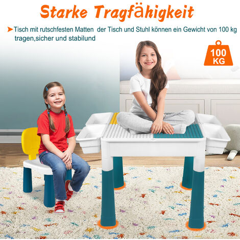 Kindertische Kindertisch Aktivitätstisch Set mit 163 Stück Bausteine 2 ...