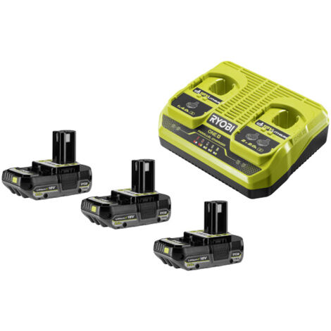 Ryobi ONE+ Dual Port Parallel Charger Kit (3x 2.0Ah Battery) 18V ...