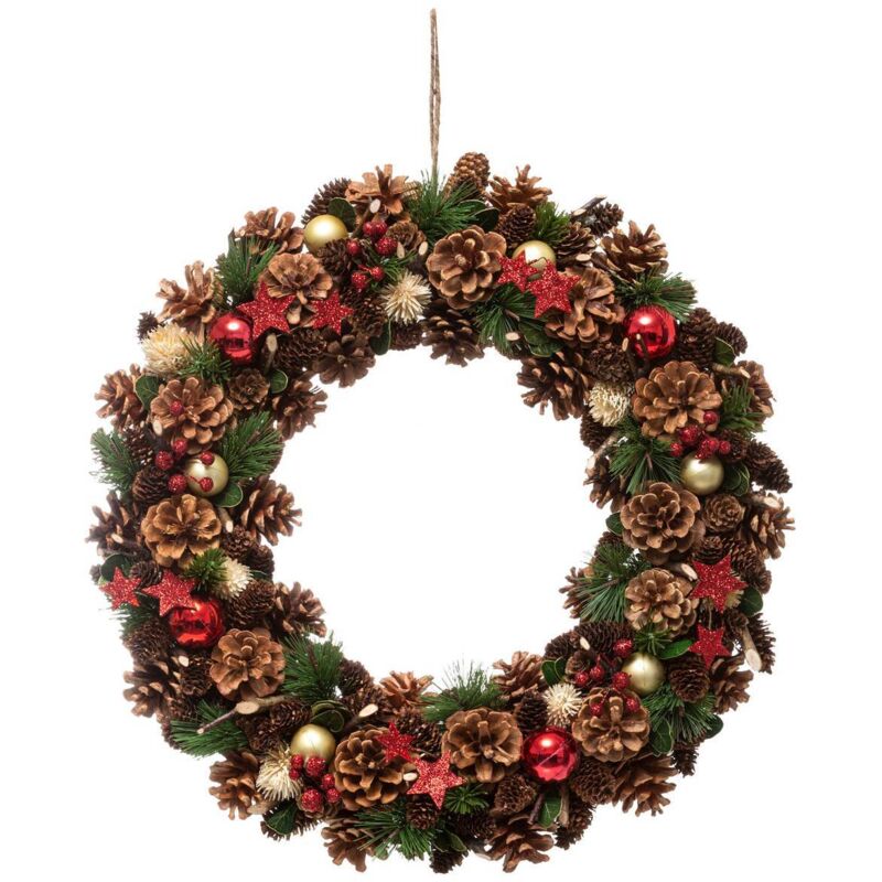 Corona de acebo con estrellas D.50cm - Feeric lights & christmas