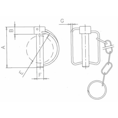 Goupille clips rabattable ø19 avec chaine (Lot de 2 )