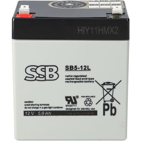 SSB Blei Akku SB 5-12L AGM Batterie 6,3mm Faston- 12V 5Ah